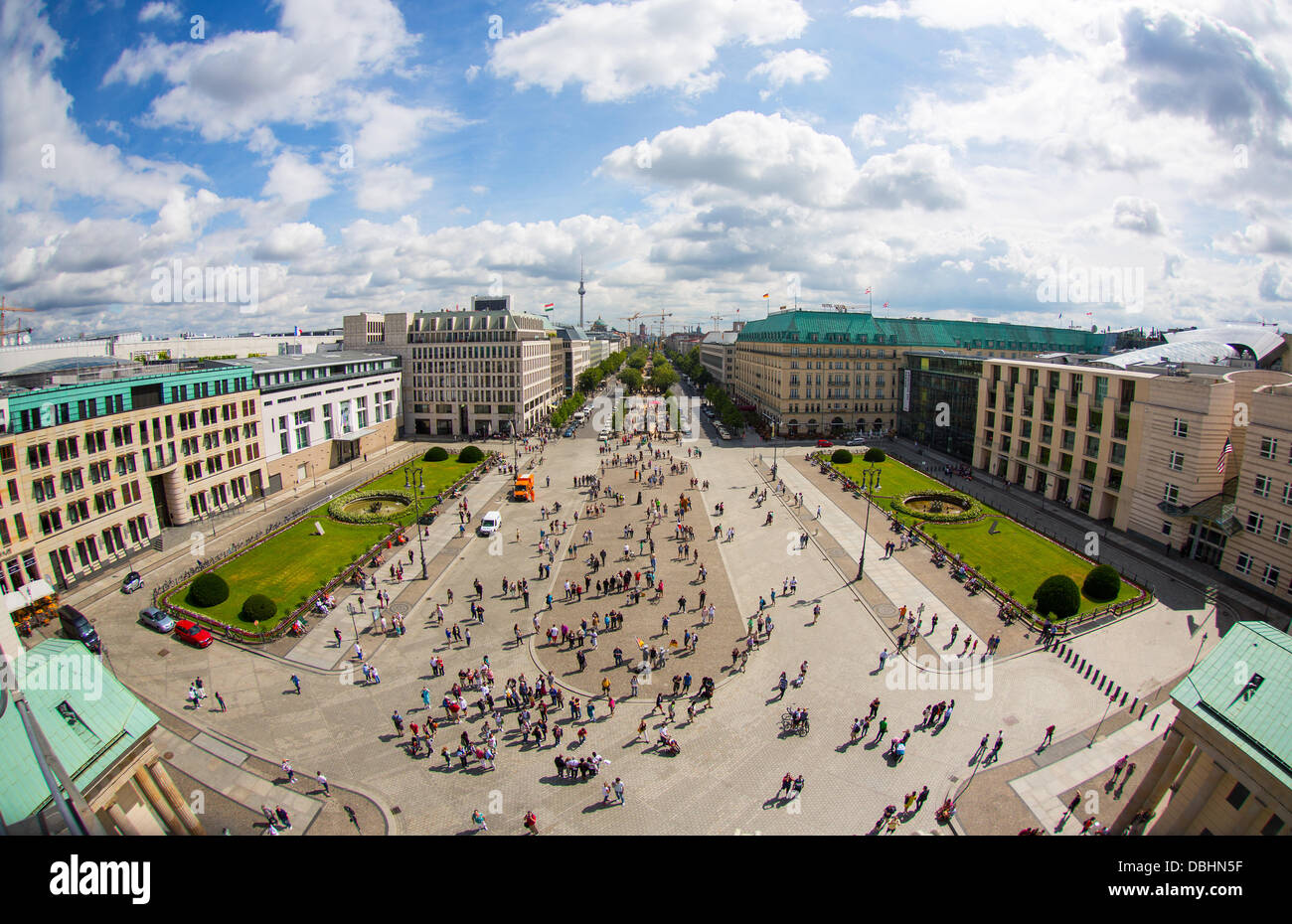 View of Pariser Platz from Brandenburg Gate in Berlin, Germany, 31 July ...