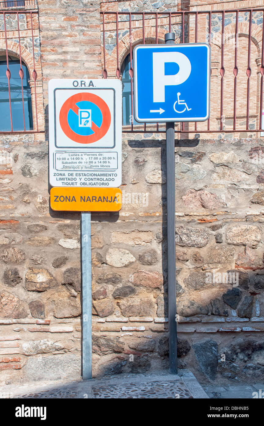 Signal disabled parking and restricted parking payment Stock Photo - Alamy