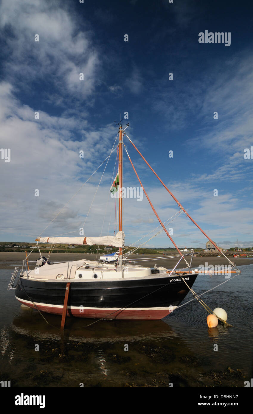 Cornish crabber shrimper style sailboat on mooring at Parrog Newport ...