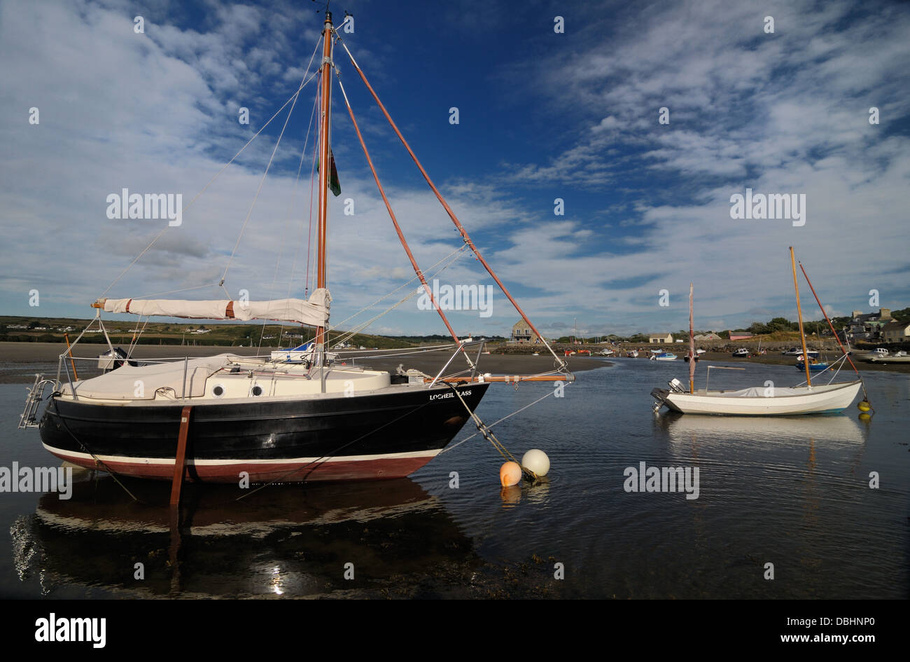 Cornish crabber shrimper style sailboat on mooring at Parrog Newport ...