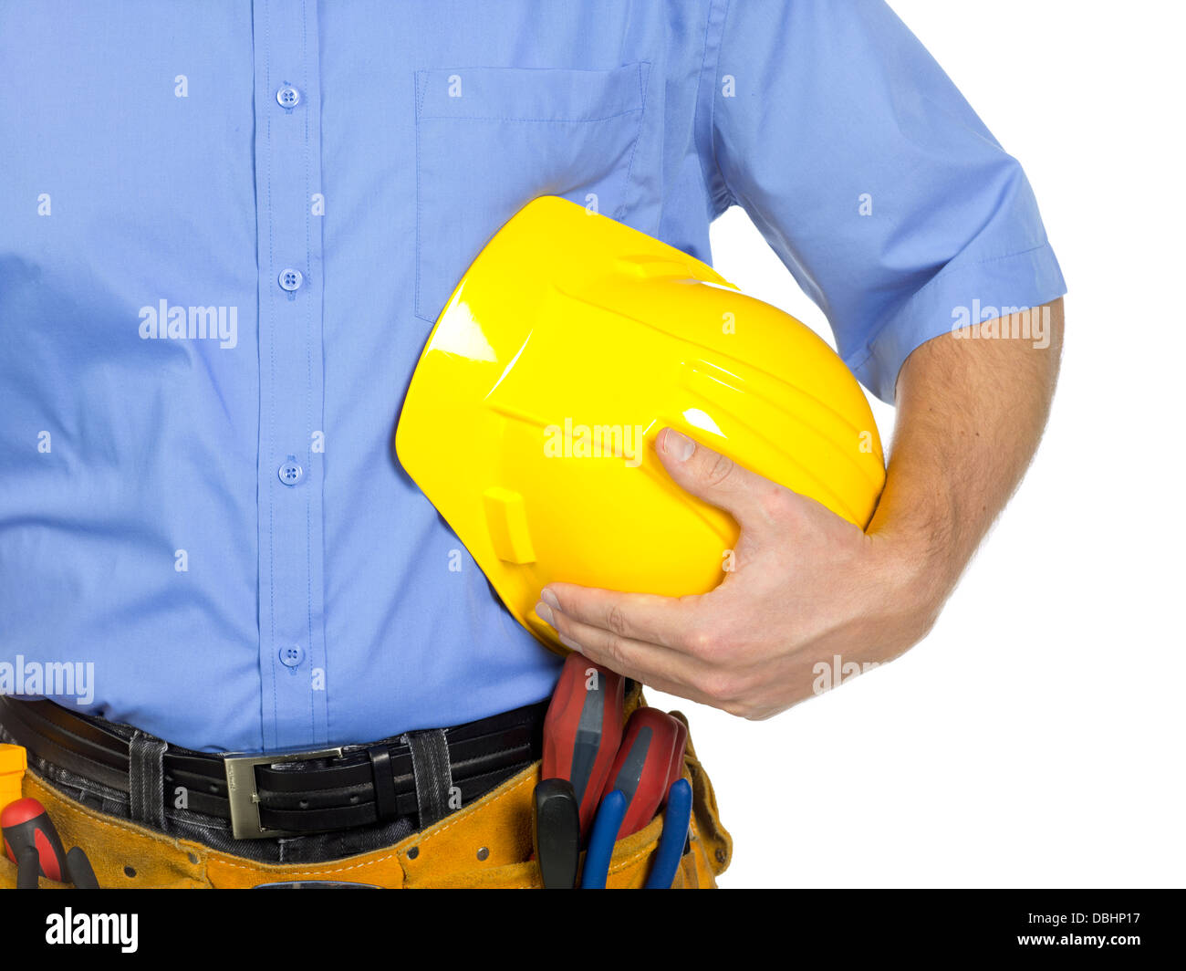 worker carrying a hard hat Stock Photo - Alamy