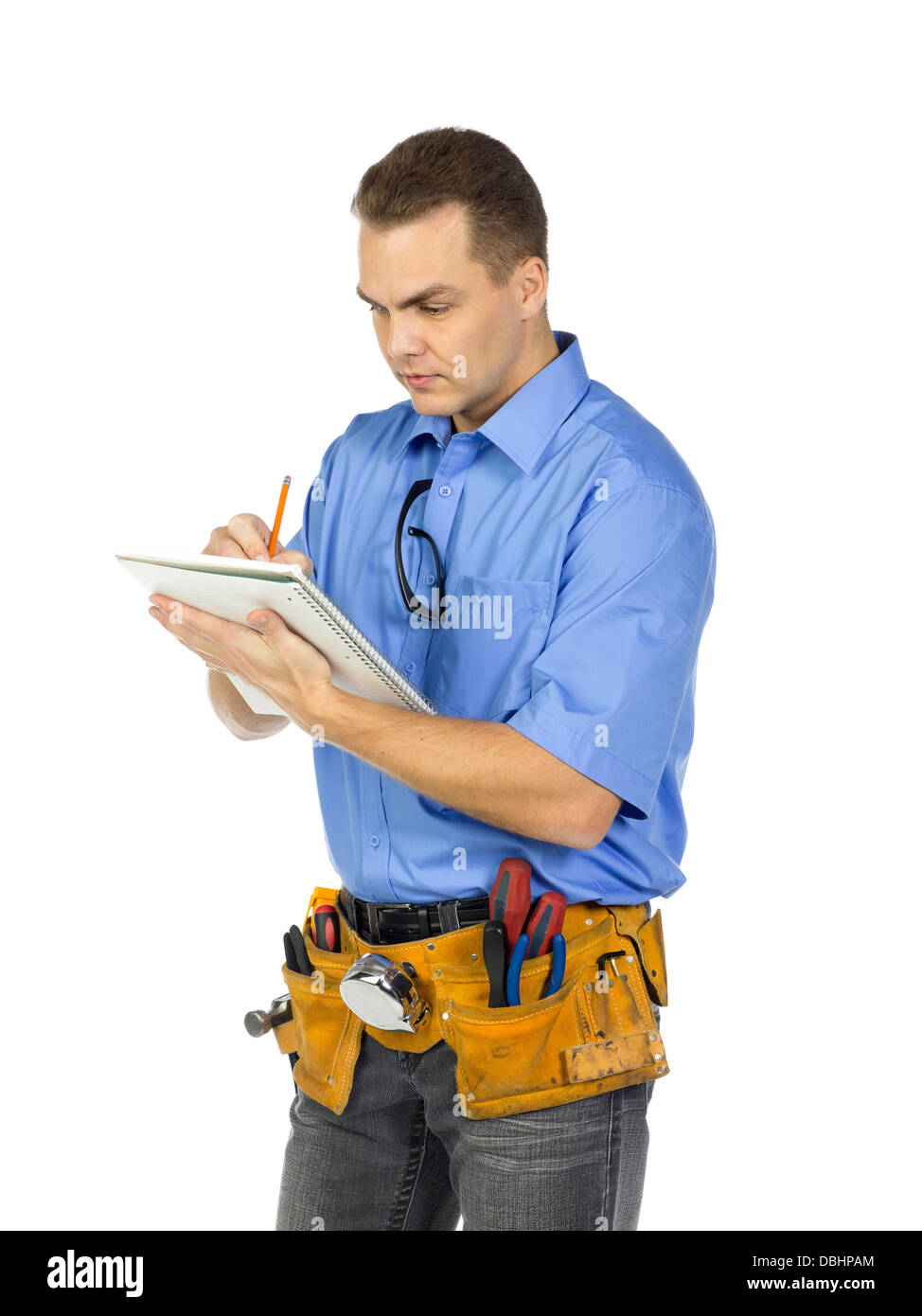 construction worker writing Stock Photo - Alamy