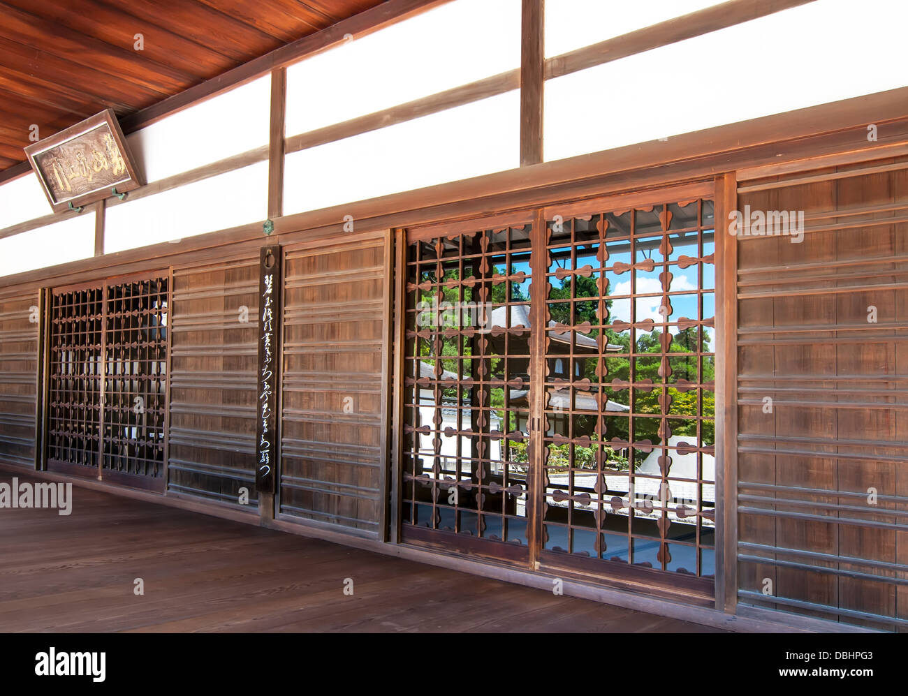 Entrance to a Japanese shrine entirely of wood Stock Photo - Alamy