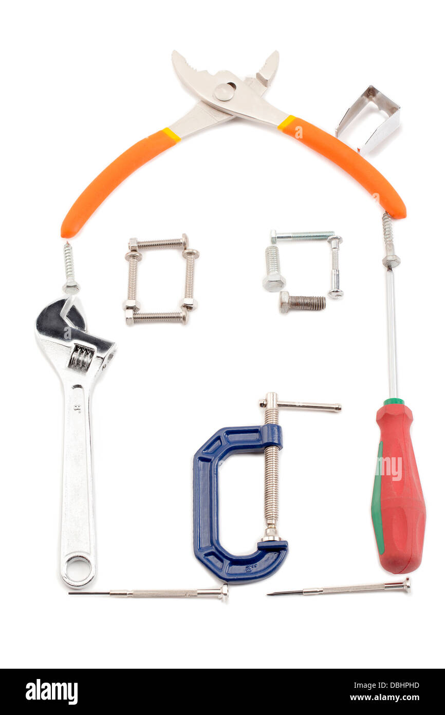 tools forming a image of an house Stock Photo - Alamy