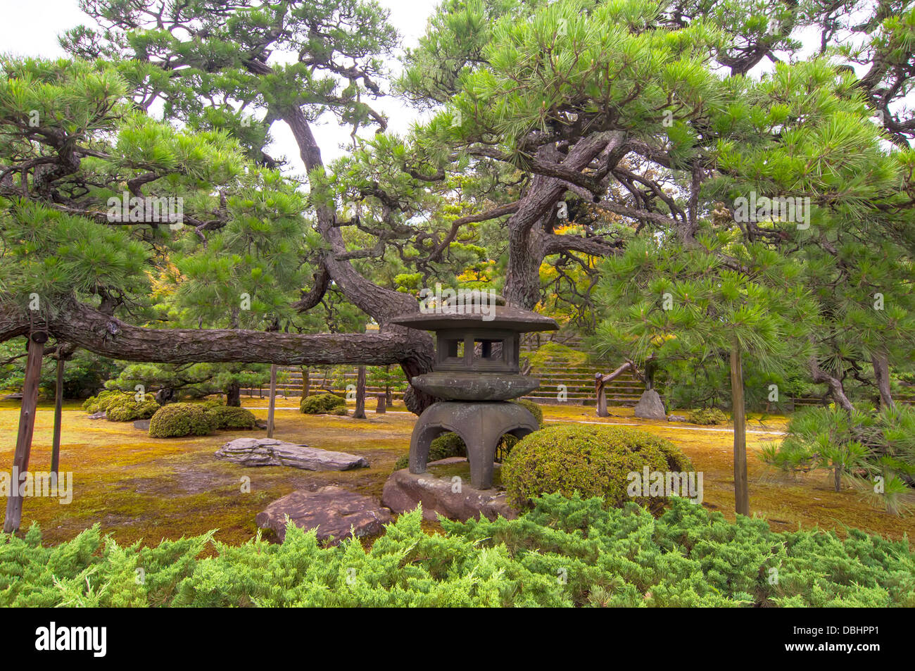 Stone lantern in Japanese garden Stock Photo - Alamy