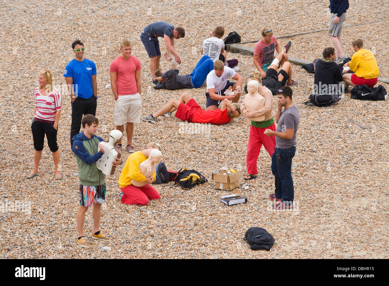 Life guards on first aid course on seafront in Brighton East Sussex ...