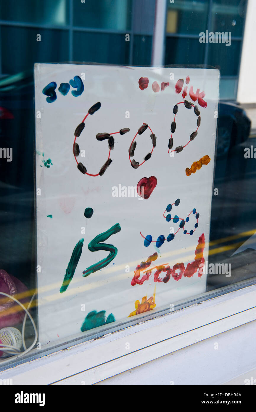 Homemade God is so Good plaque in window of house in Brighton East ...