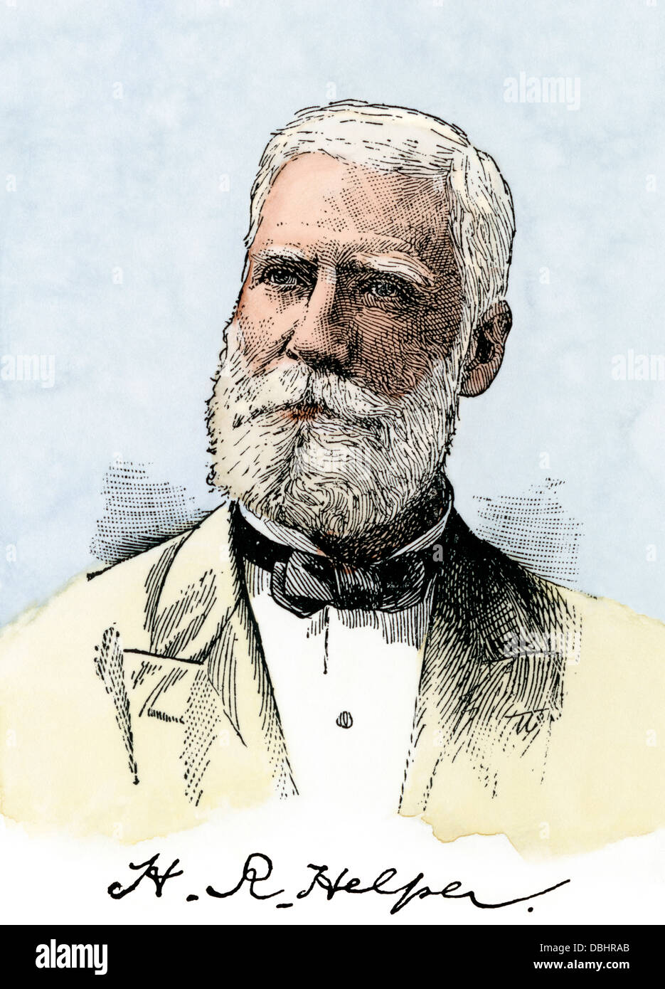 Author Hinton Rowan Helper, with autograph. Hand-colored woodcut Stock ...