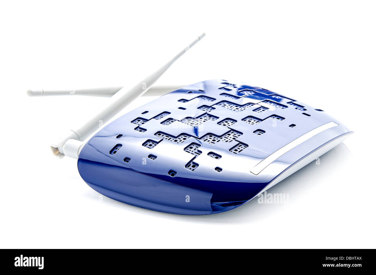 Modern Blue Wi-Fi Router On White Background Stock Photo - Alamy