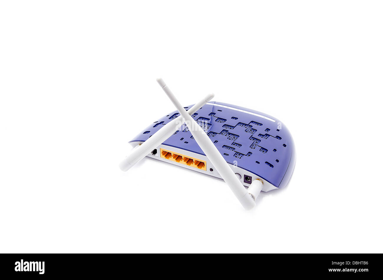 Modern Blue Wi-Fi Router On White Background Stock Photo - Alamy
