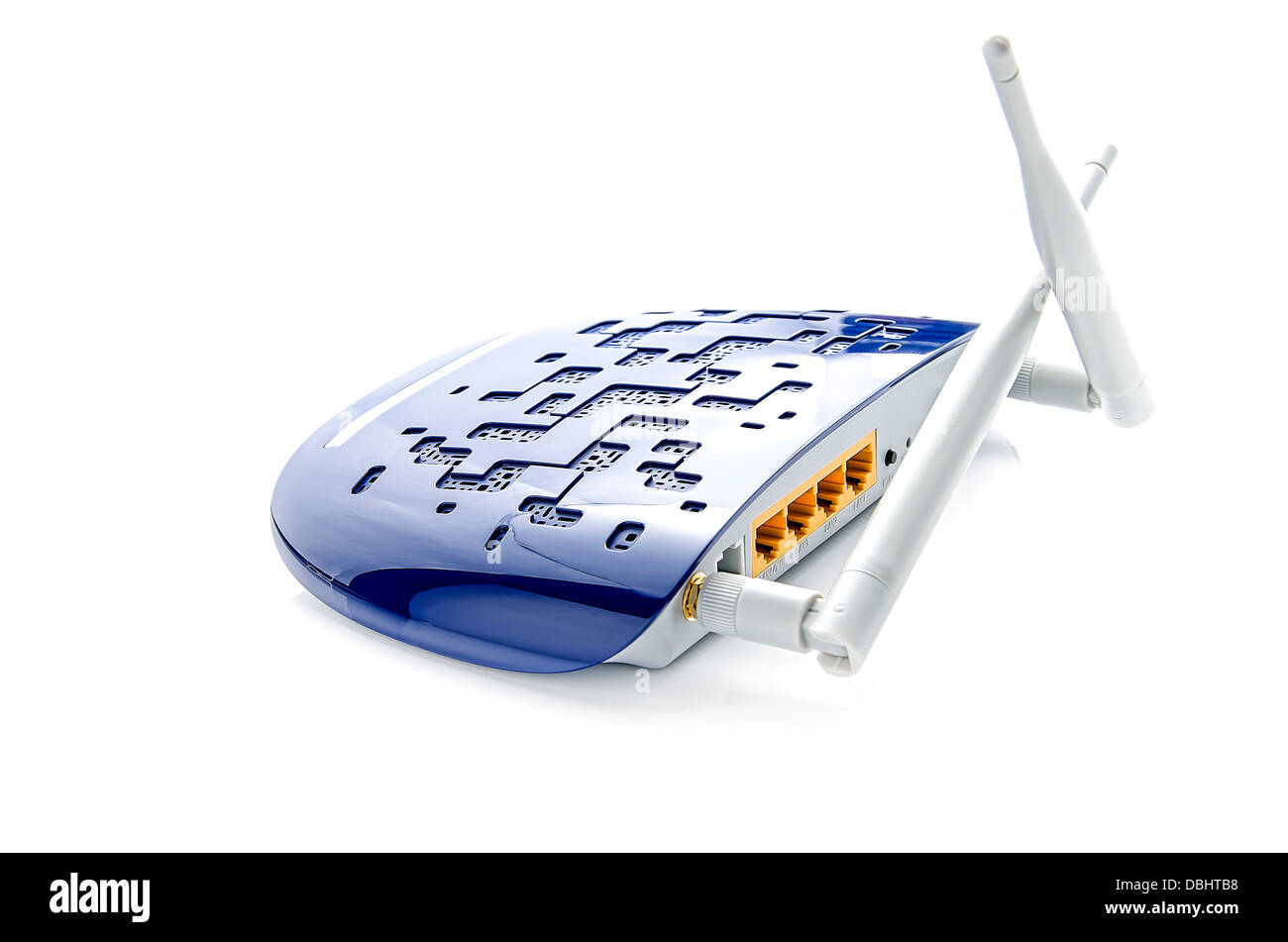 Modern Blue Wi-Fi Router On White Background Stock Photo - Alamy
