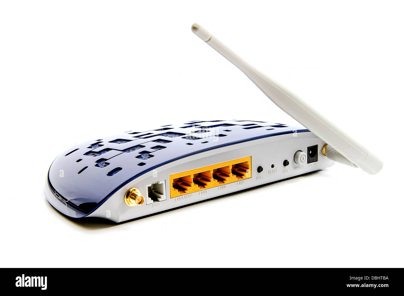 Modern Blue Wi-Fi Router On White Background Stock Photo - Alamy