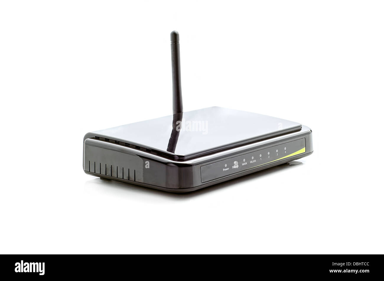 Black wi-fi router on the light background Stock Photo - Alamy