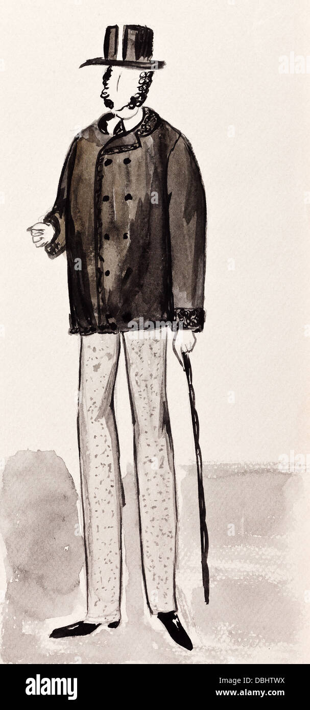 historical costume - English bourgeois gentleman in high top hat 1860e ...