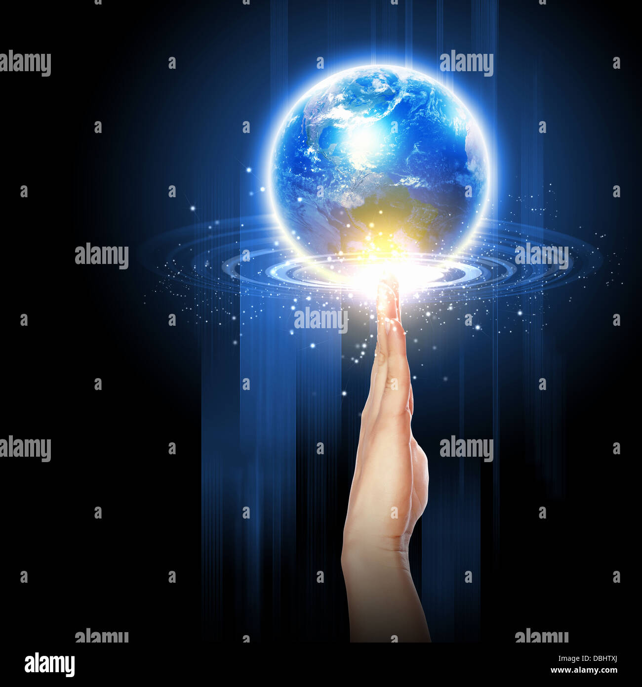 hand touching the earth Stock Photo - Alamy