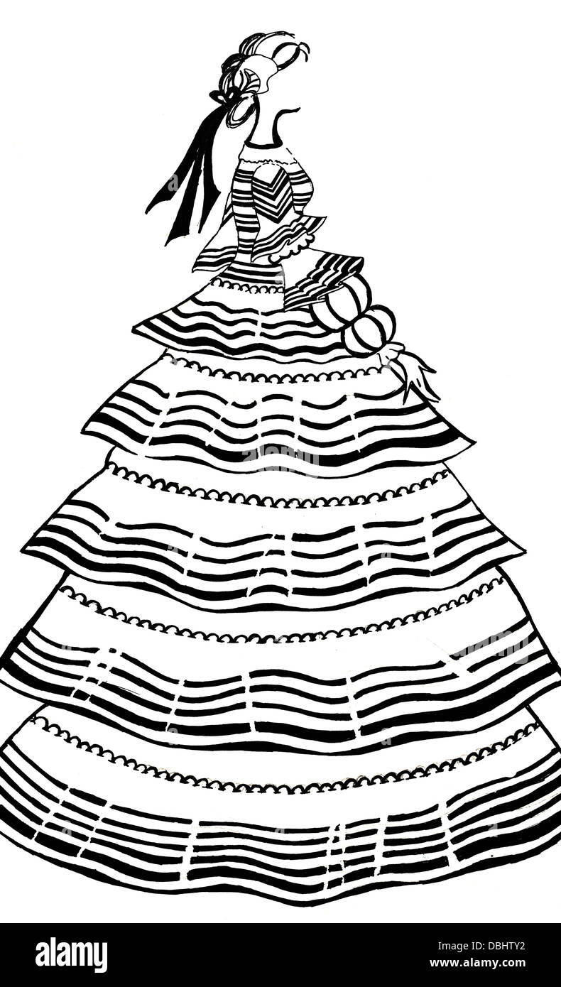 historical costume - women party dress with crinoline France 1855 Stock ...