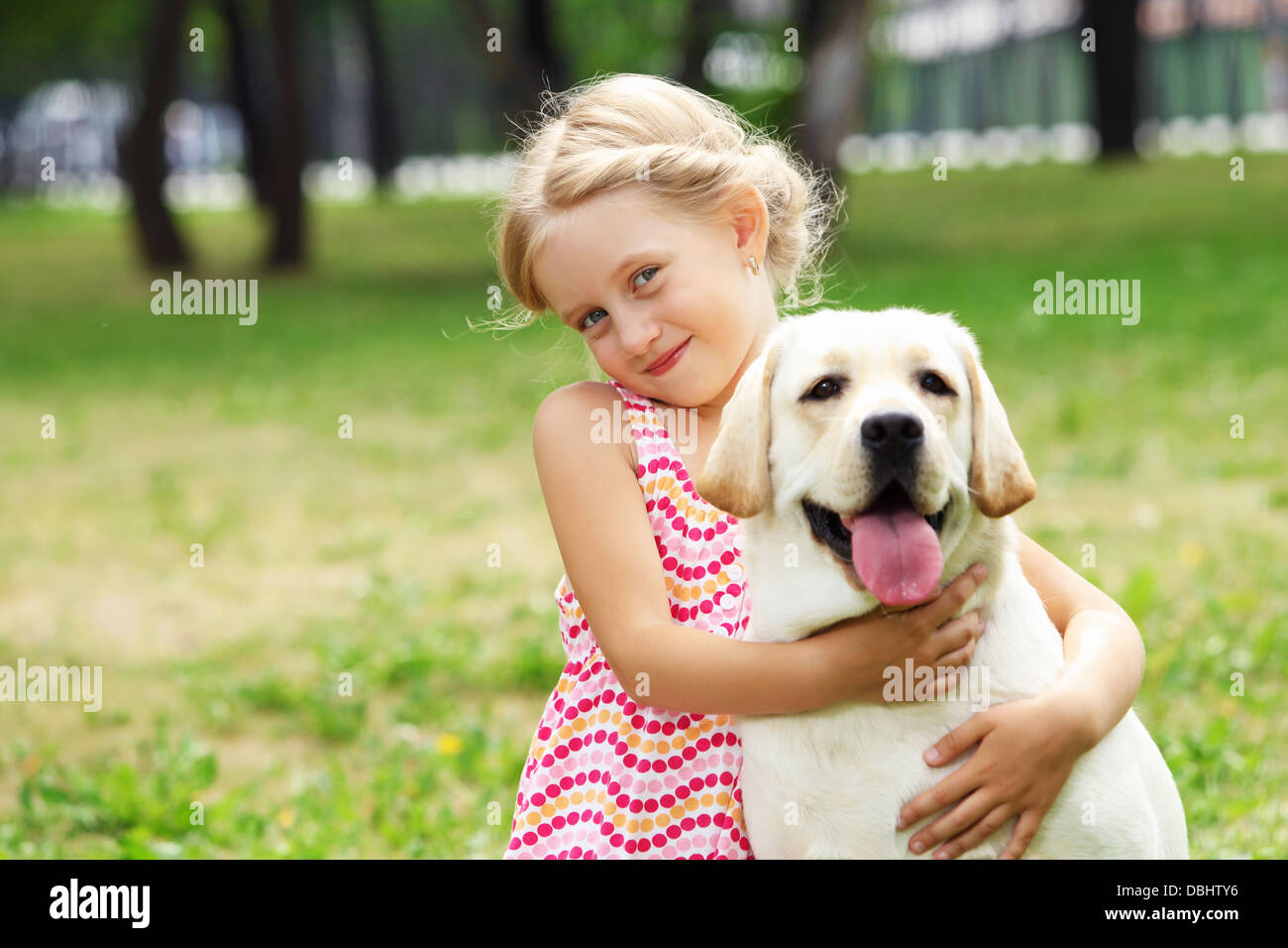 little girl with her dog Stock Photo - Alamy