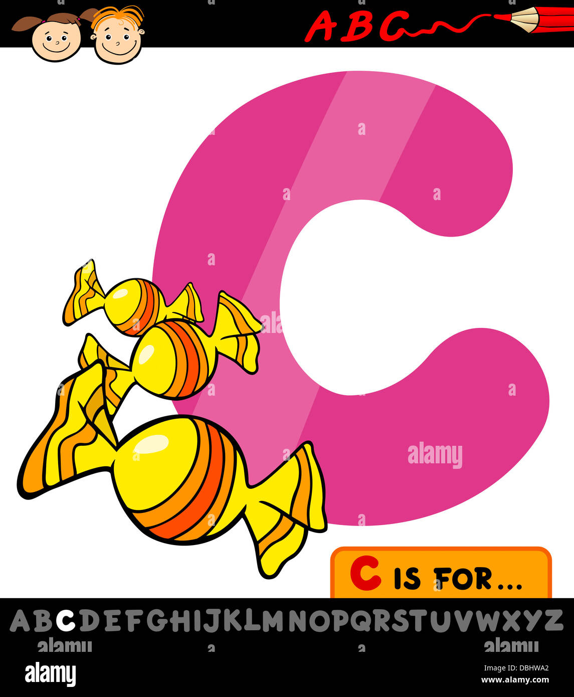 Cartoon illustration of cute capital letter c from alphabet for ...