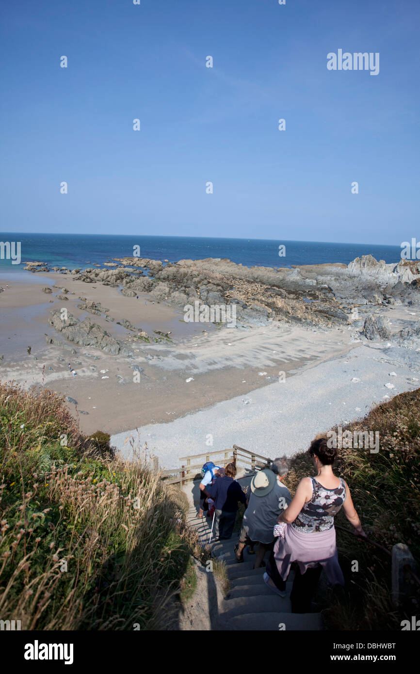 rockham beach steps north devon Stock Photo - Alamy