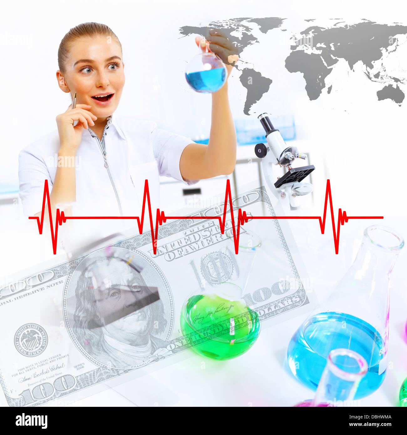 Collage with scientist in laboratory Stock Photo - Alamy