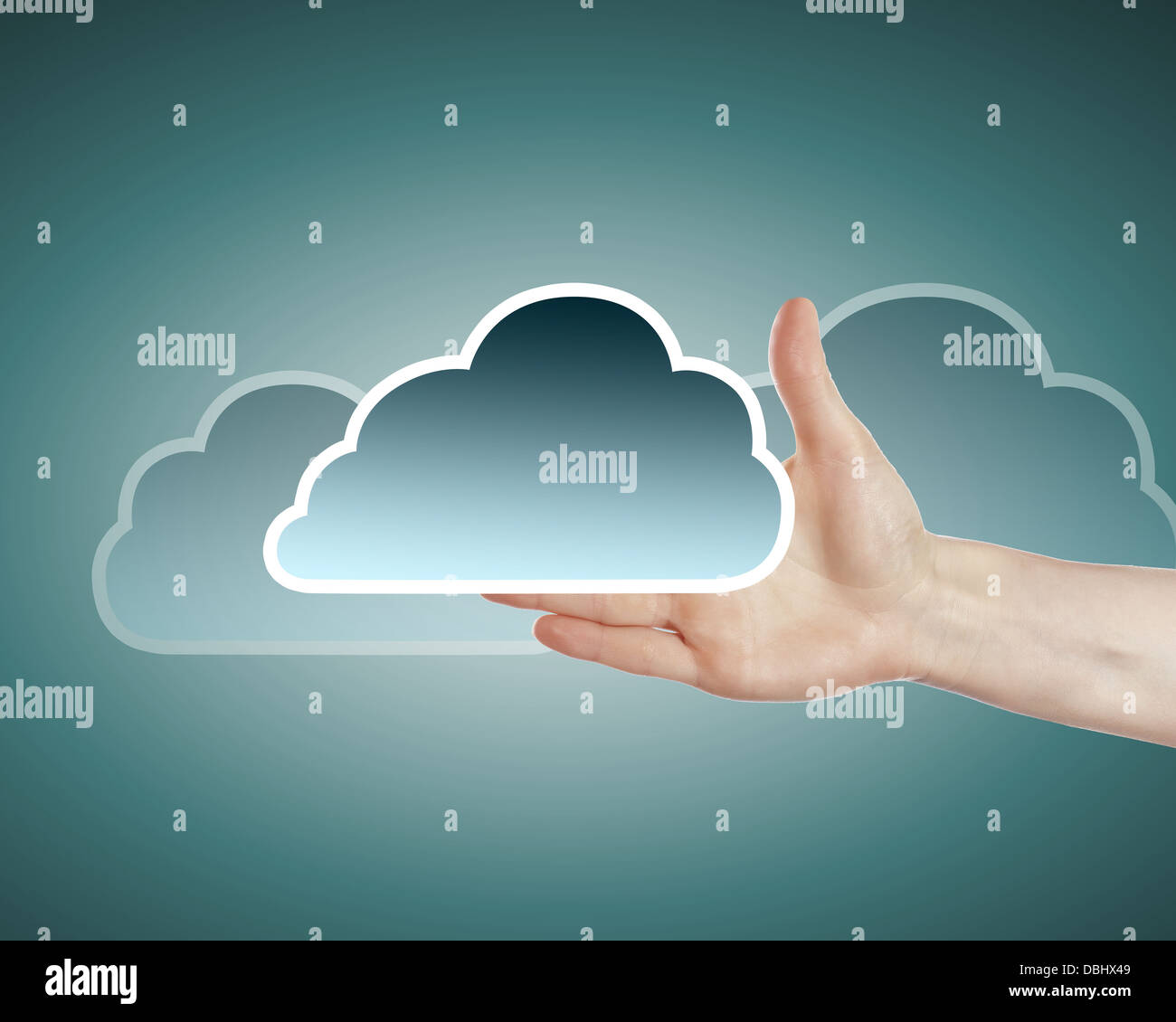 Hand with cloud computing symbol Stock Photo - Alamy