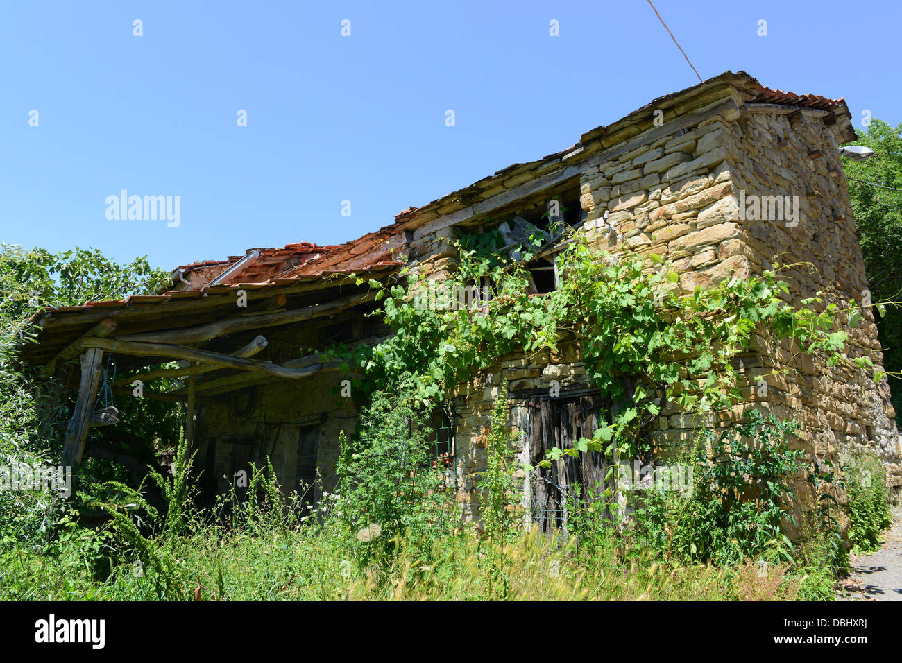 Old derelict rural farm cottage Reggio Emilia hills in the Italian ...