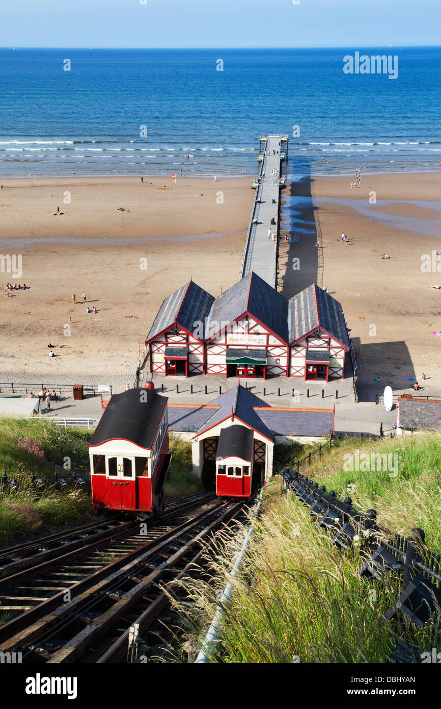Saltburn Cliff Tramway and Pier in Summer Saltburn by the Sea Redcar ...