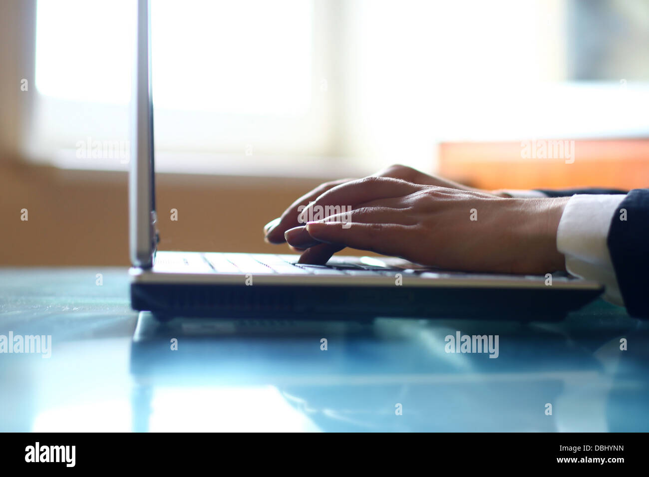 laptop work hand work background Stock Photo - Alamy