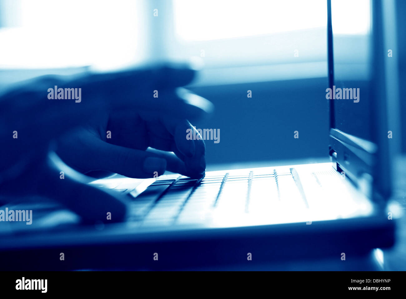 laptop work hand work background Stock Photo - Alamy