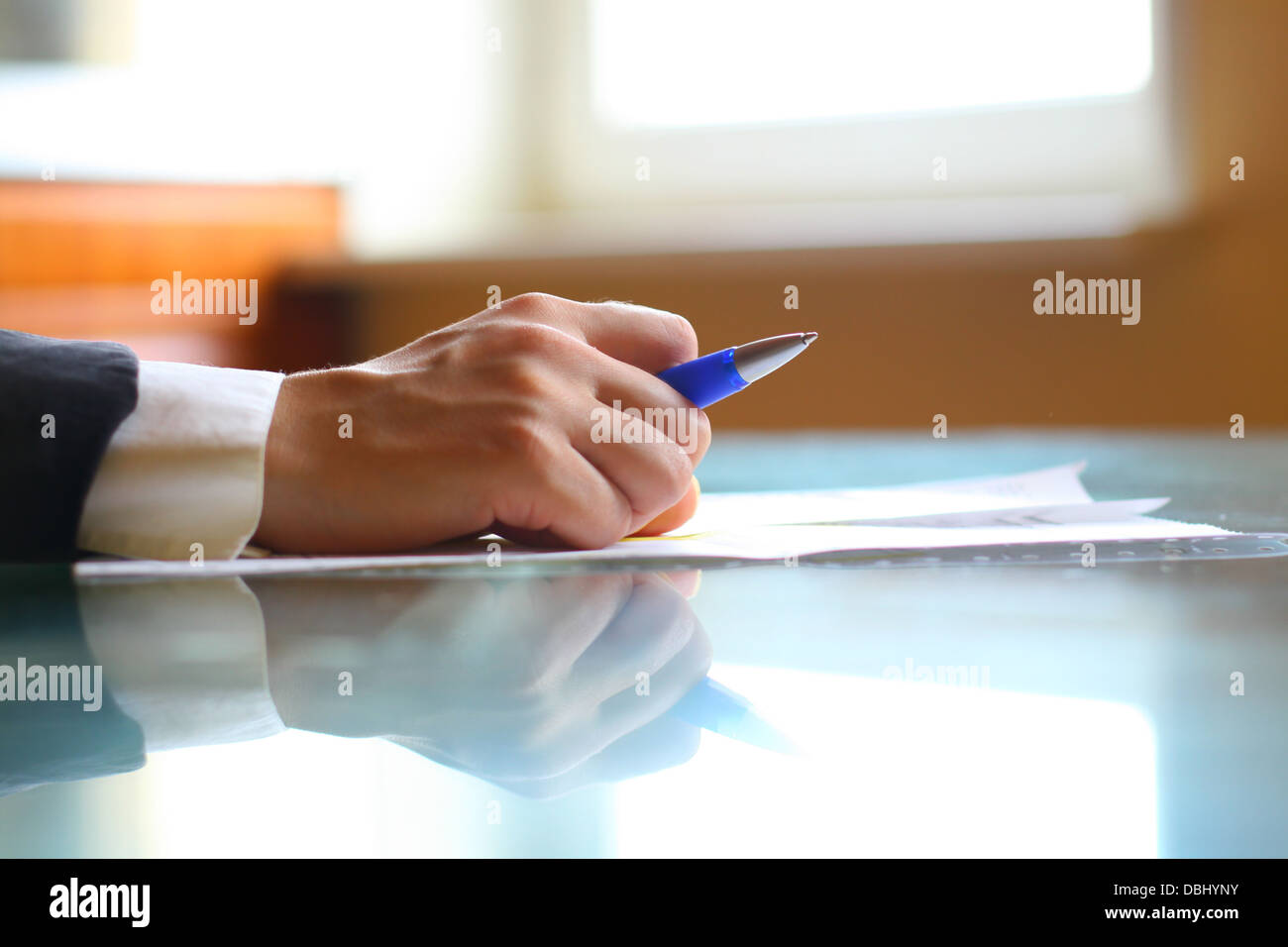 pen work hand work background Stock Photo - Alamy