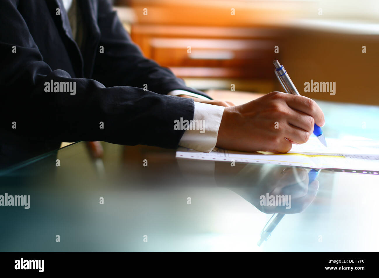 pen work hand work background Stock Photo - Alamy