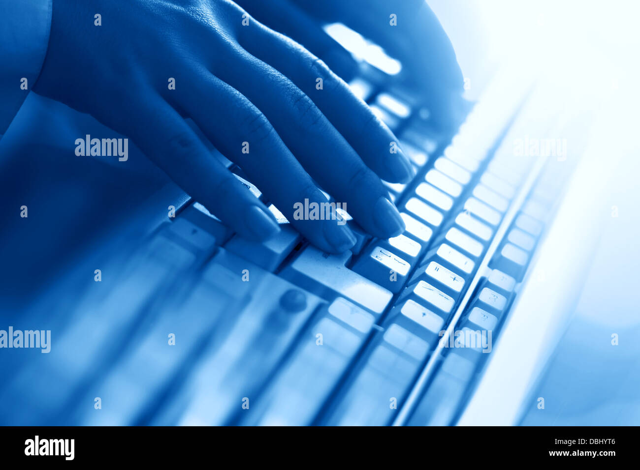keyboard work hand background Stock Photo - Alamy