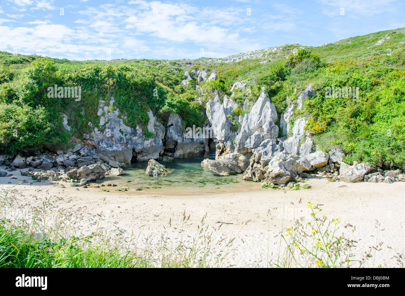 Small beach of Gulpiyuri in Llanes, Asturias, Spain Stock Photo - Alamy