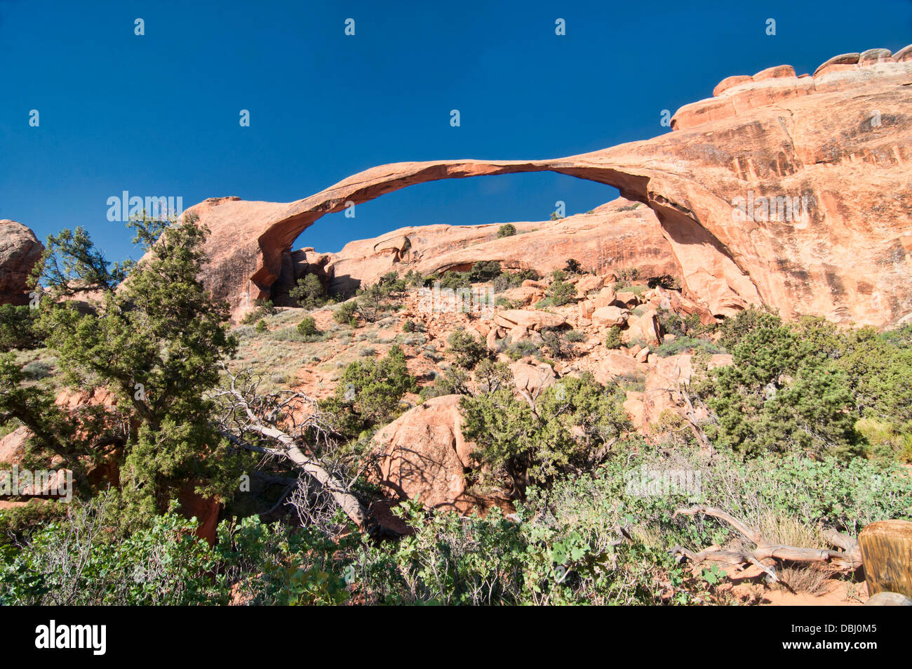 wide angle view of Landscape Arch, one of the world's longest natural ...