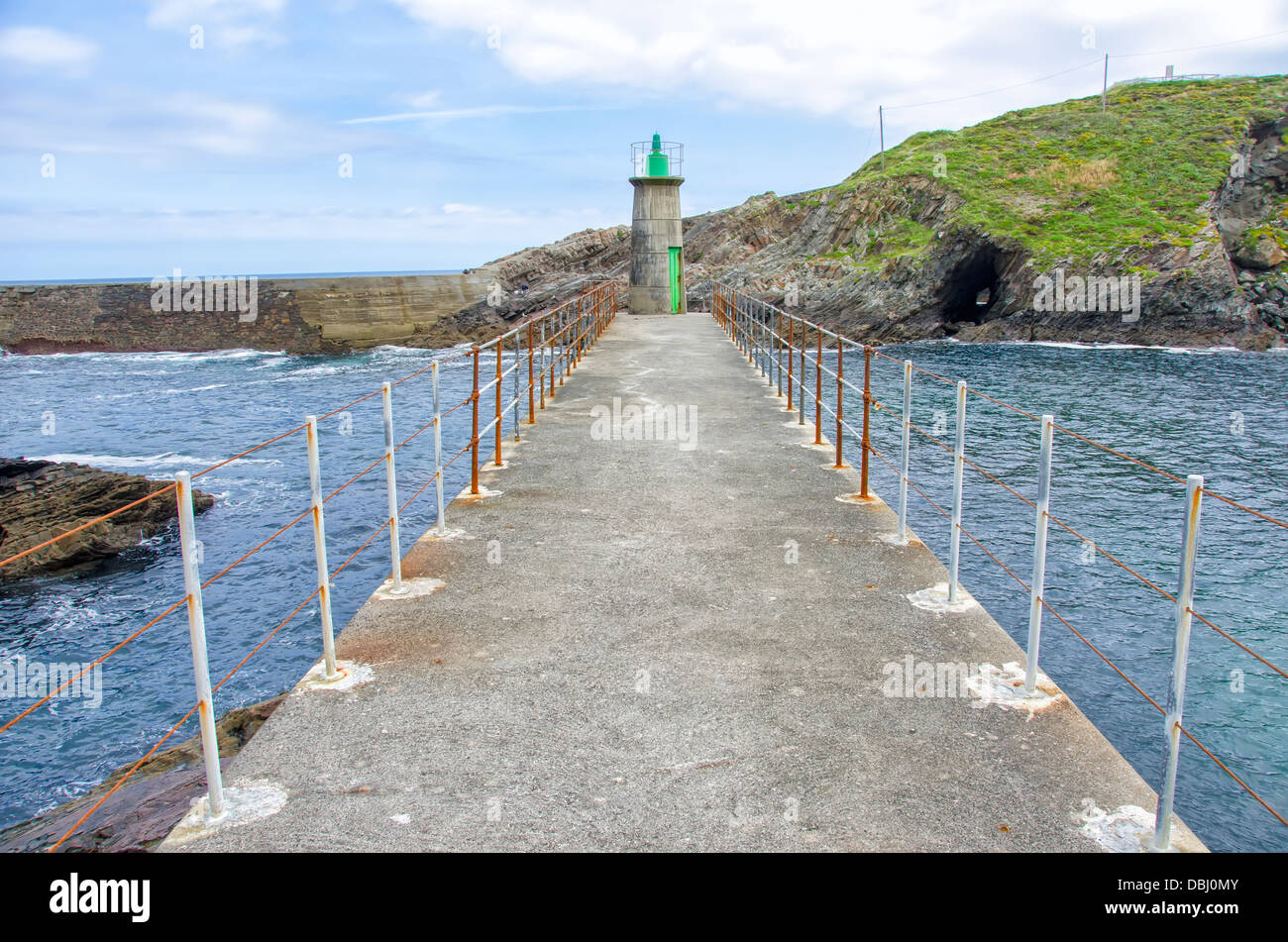 Viavelez breakwater and lighthouse Stock Photo - Alamy