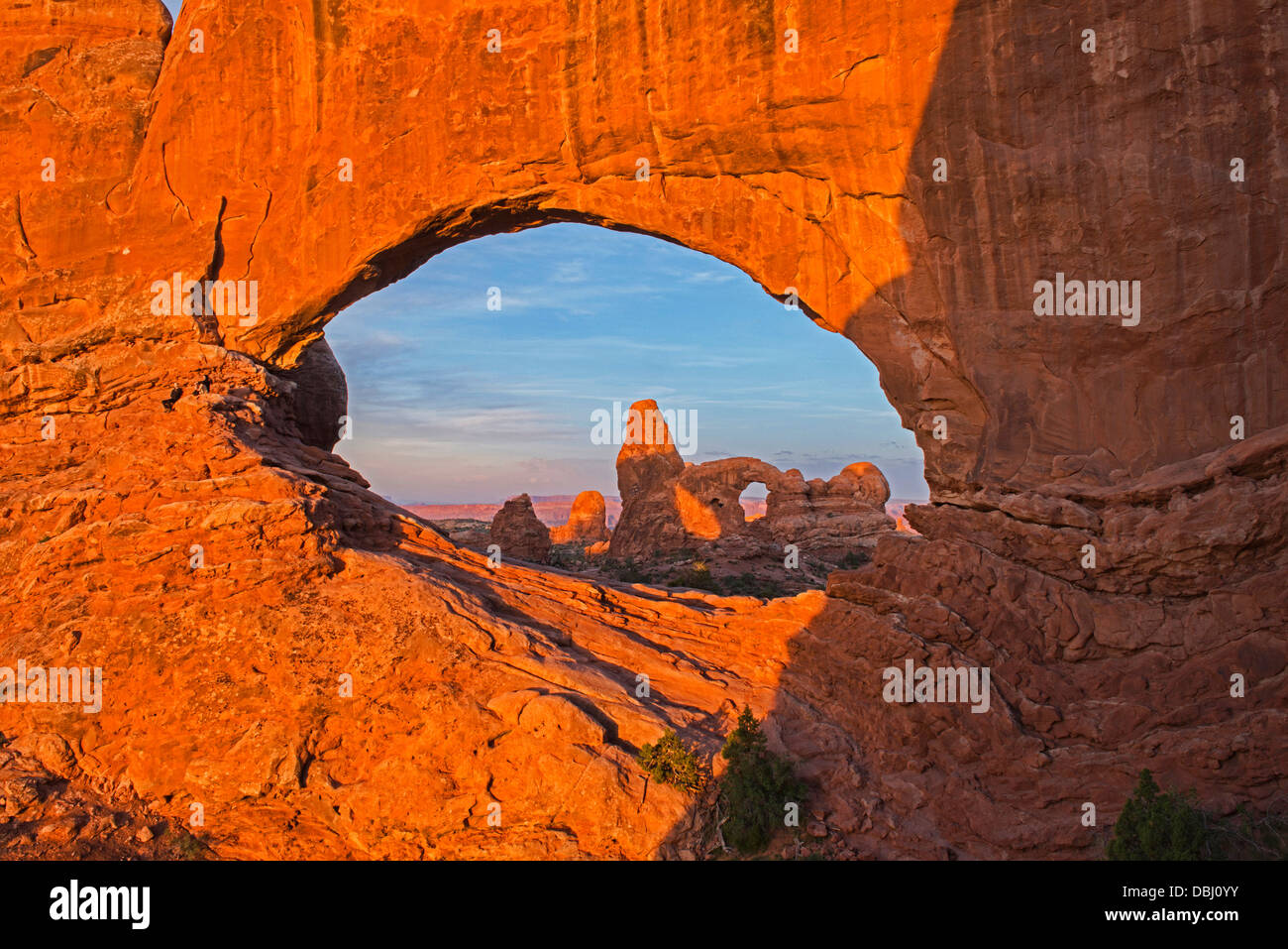 Sunrise on Turret Arch through the North Window, Arches National Park ...