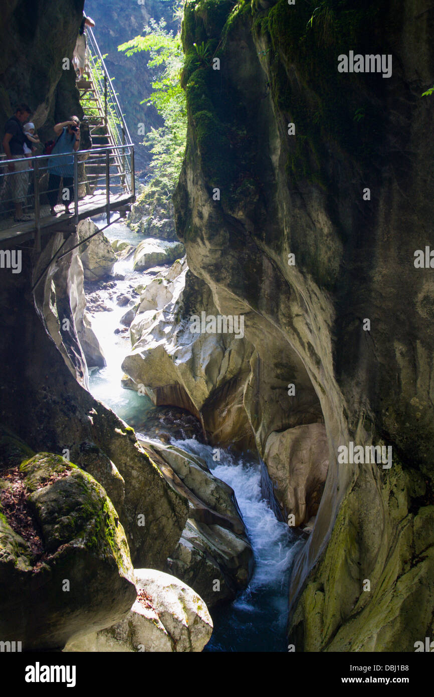 The deep ravine at the Devil's bridge gorge at Le Jotty in the French ...
