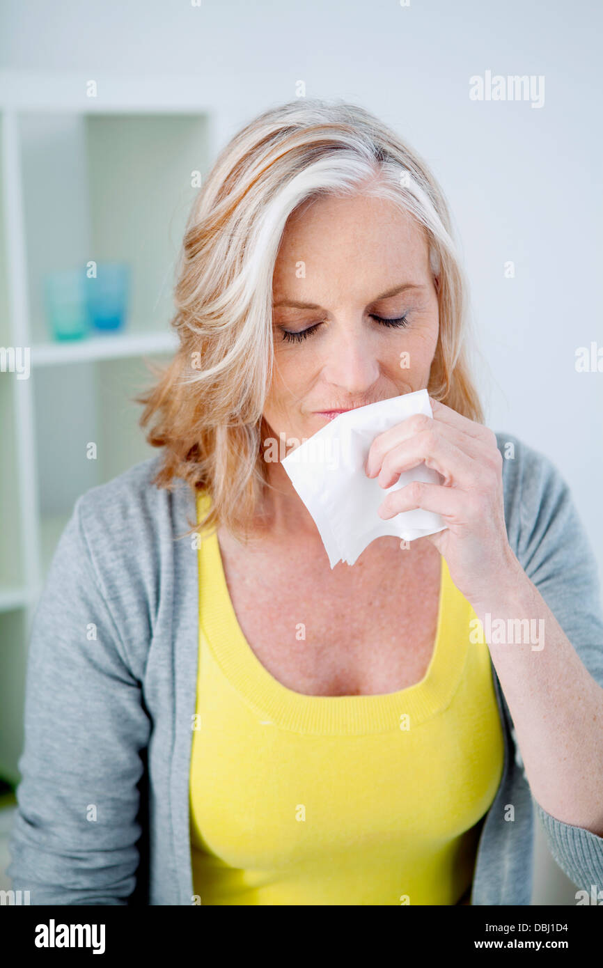 ELDERLY PERSON WITH RHINITIS Stock Photo - Alamy