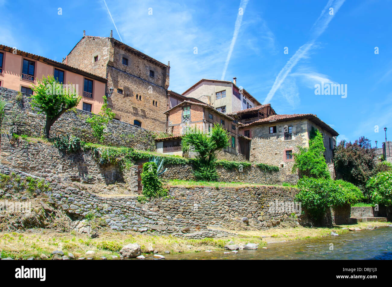Potes medieval view with blue sky Stock Photo - Alamy