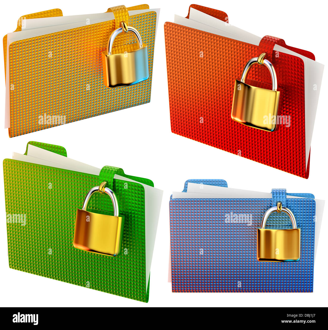 set of folders with locks Stock Photo - Alamy