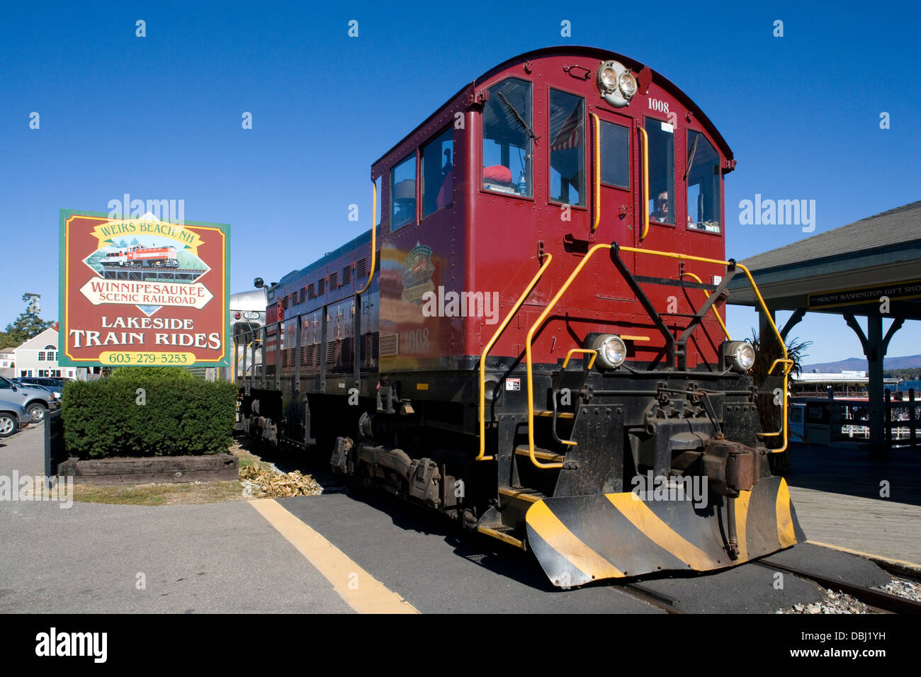 Winnipesaukee Scenic Railroad at Weirs Beach Stock Photo - Alamy