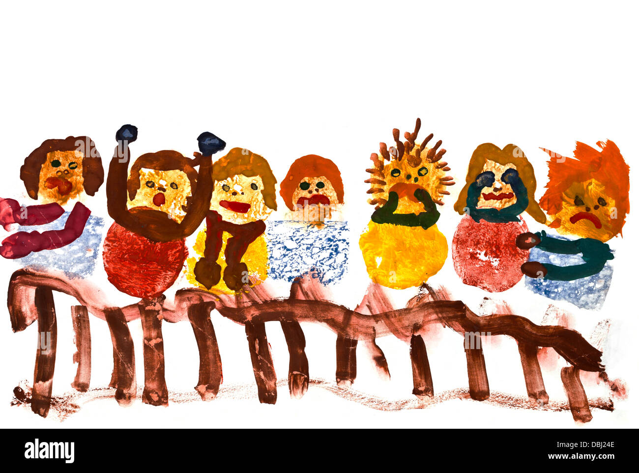 childs painting - children spectators on show Stock Photo - Alamy