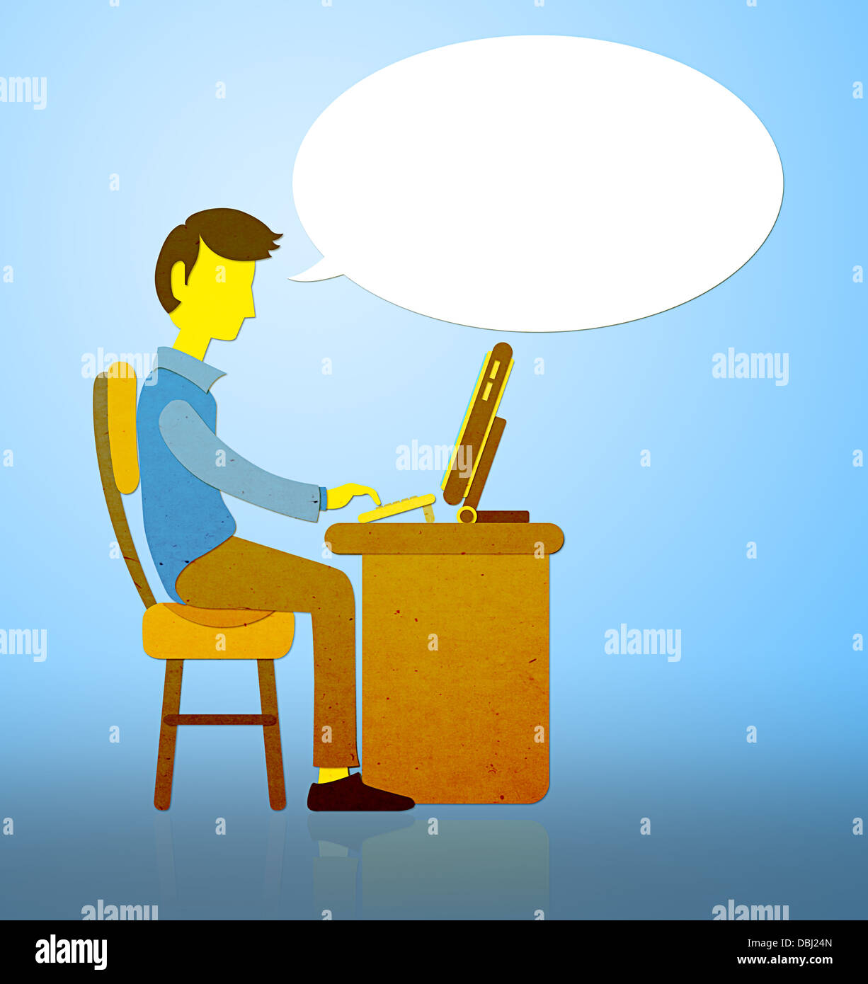 Illustrator of business concept , Office-man working with computer ...