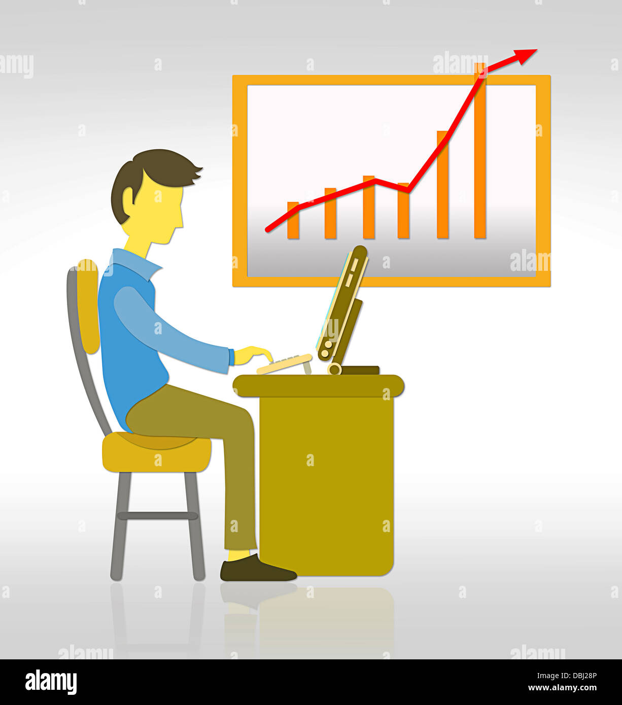 Illustrator of business concept , Office-man with over chart Stock ...
