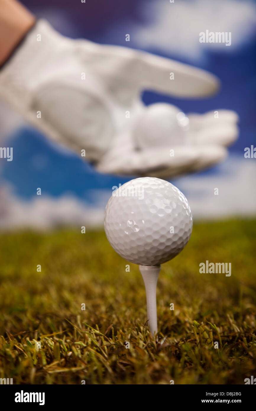 Hand and golf ball Stock Photo - Alamy