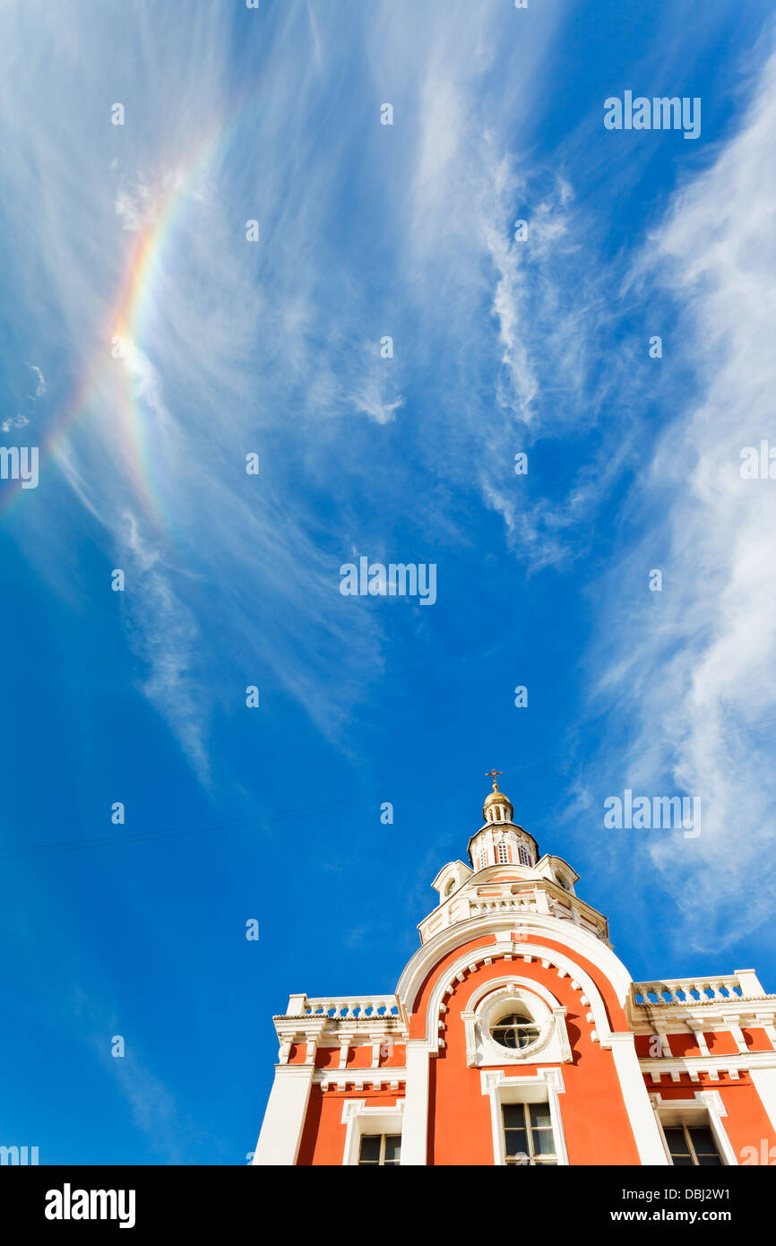 rainbow over Saviour Cathedral of Zaikonospassky monastery in Moscow ...