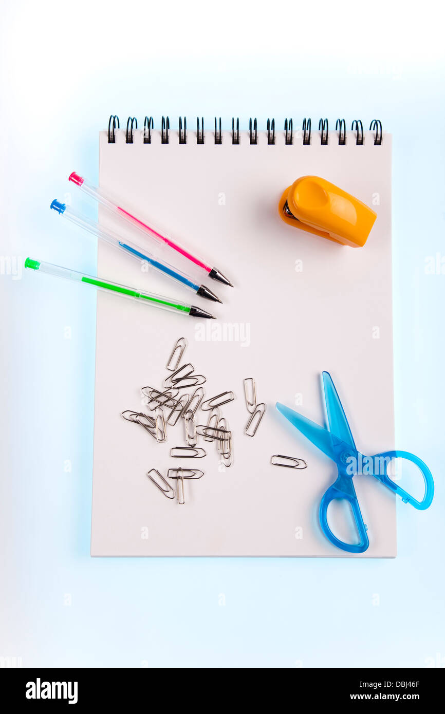 Office and student accessories, Notepad Stock Photo - Alamy