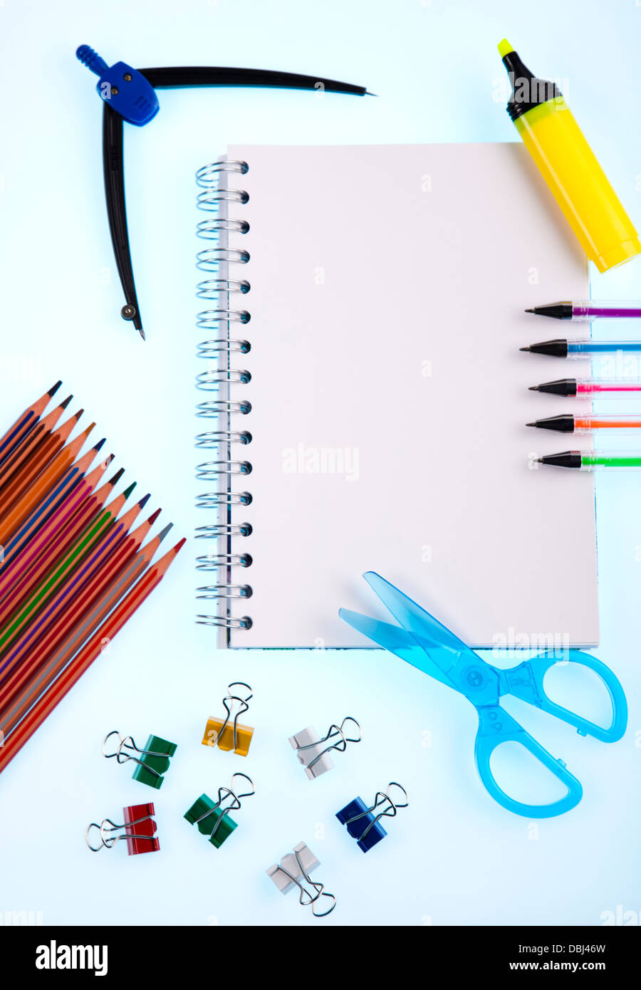 School tools on a white background Stock Photo - Alamy