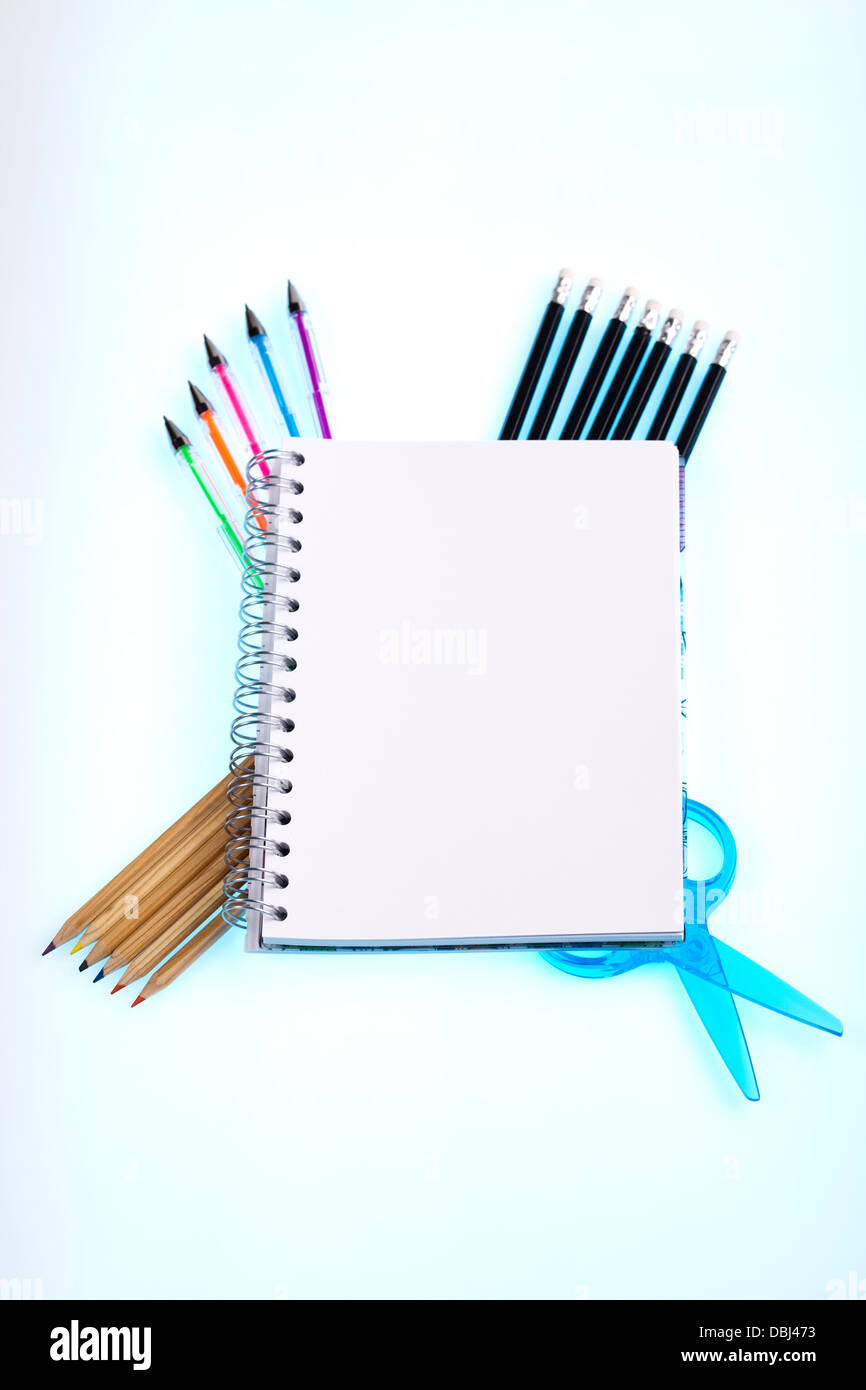 School tools on a white background Stock Photo - Alamy