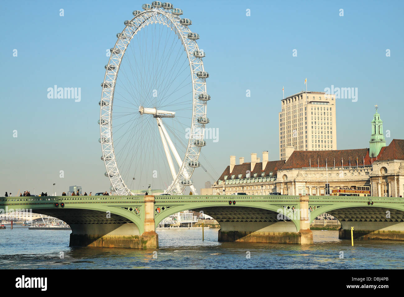 Westminster Bridge and the London Eye in the City of London Stock Photo ...